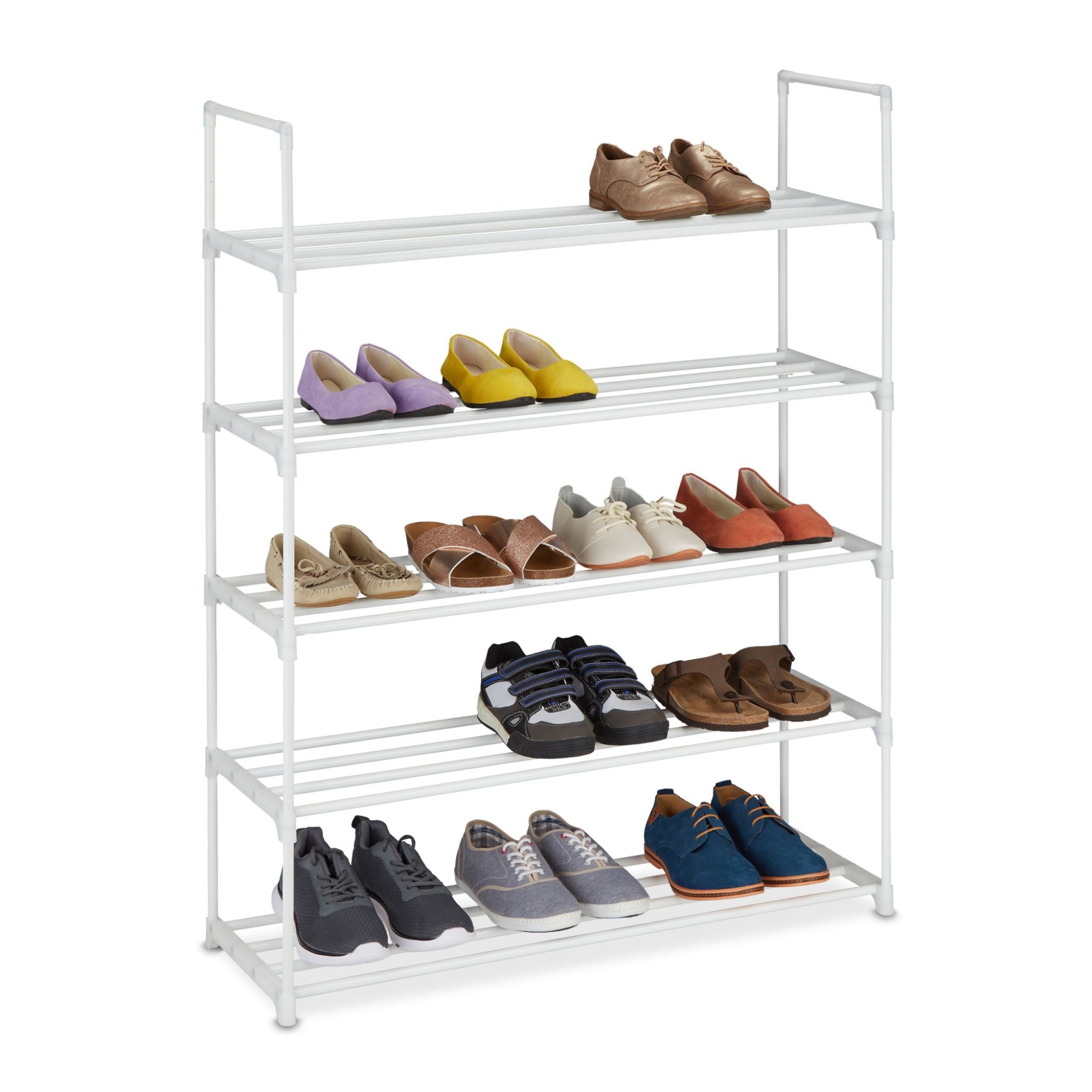 Pantofar cu 5 niveluri, Relaxdays, alb, 20 perechi, 114 x 90 x 30,5 cm ...