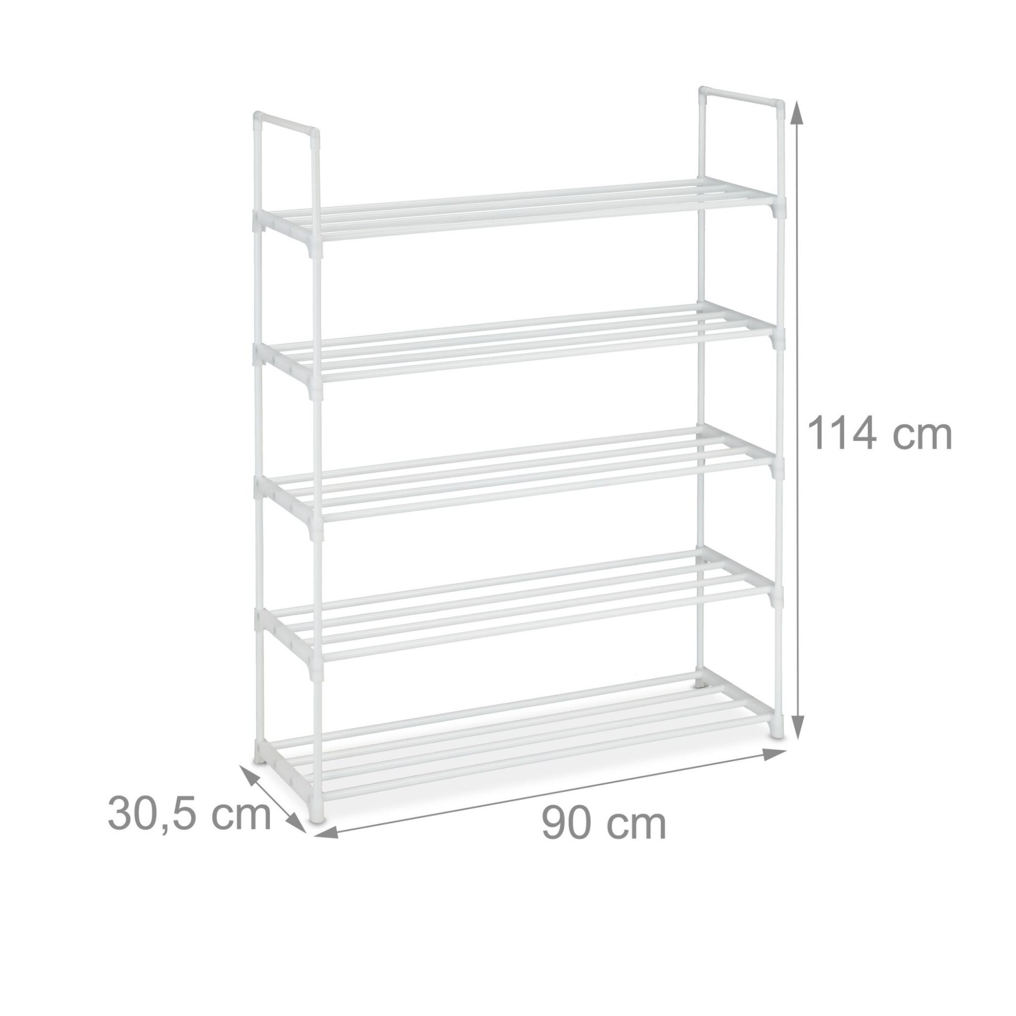Pantofar cu 5 niveluri, Relaxdays, alb, 20 perechi, 114 x 90 x 30,5 cm ...
