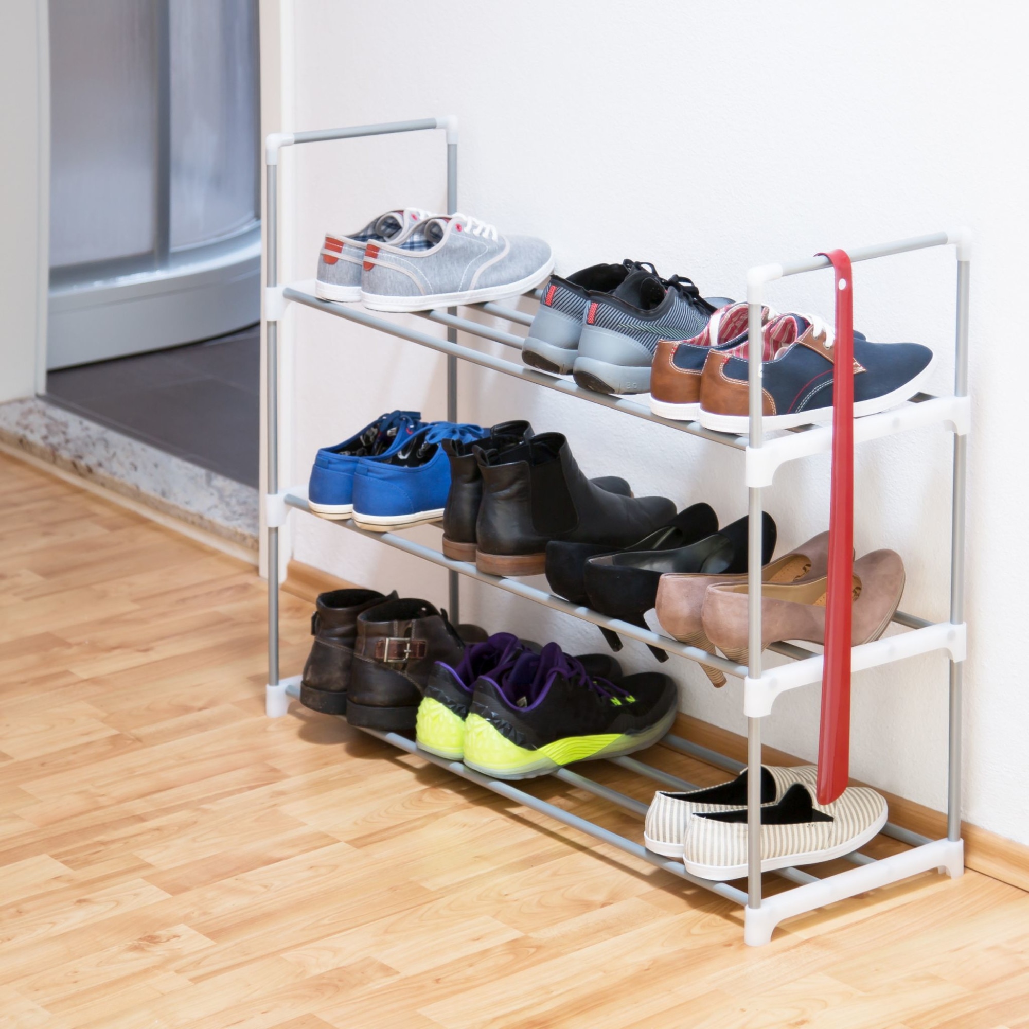 Pantofar cu 3 rafturi, capacitate 12 perechi pantofi, Relaxdays, otel ...