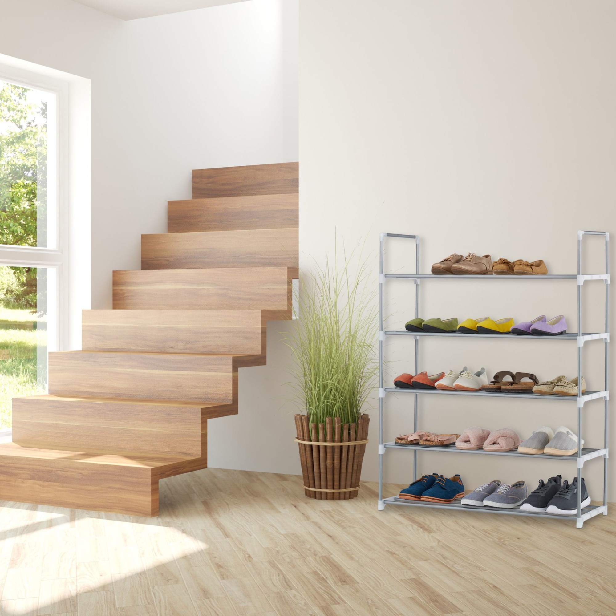 Pantofar cu 7 rafturi, capacitate 28 perechi pantofi, Relaxdays, otel ...