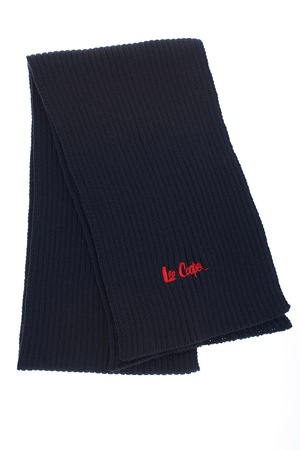 Lee Cooper, Fular tricotat cu logo brodat, Albastru marin - eMAG.ro