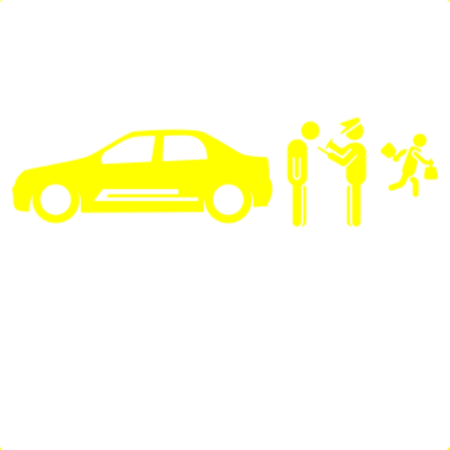 Sticker decorativ perete, auto si geam, Logan cu politie, Galben, 25 cm ...