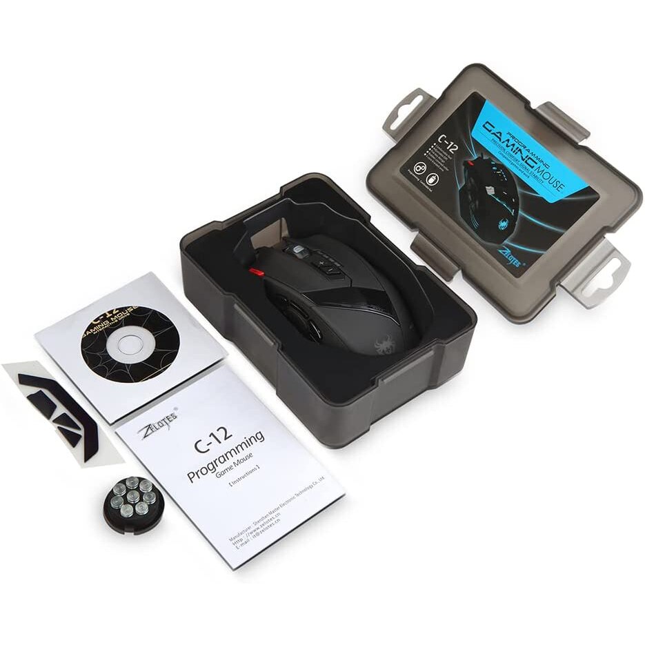 Mouse Gaming Zelotes C-12, 4000DPI, 12 butoane programabile, Black ...