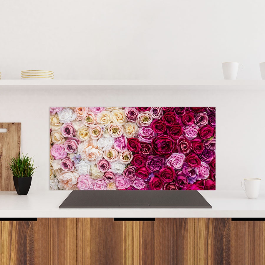Panou Sticla Bucatarie, Perete Trandafiri, 60x120cm - eMAG.ro