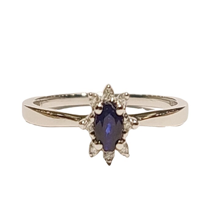 Inel aur cu diamant si safir, Ilex Gold, 285151, 54.5 mm - eMAG.ro