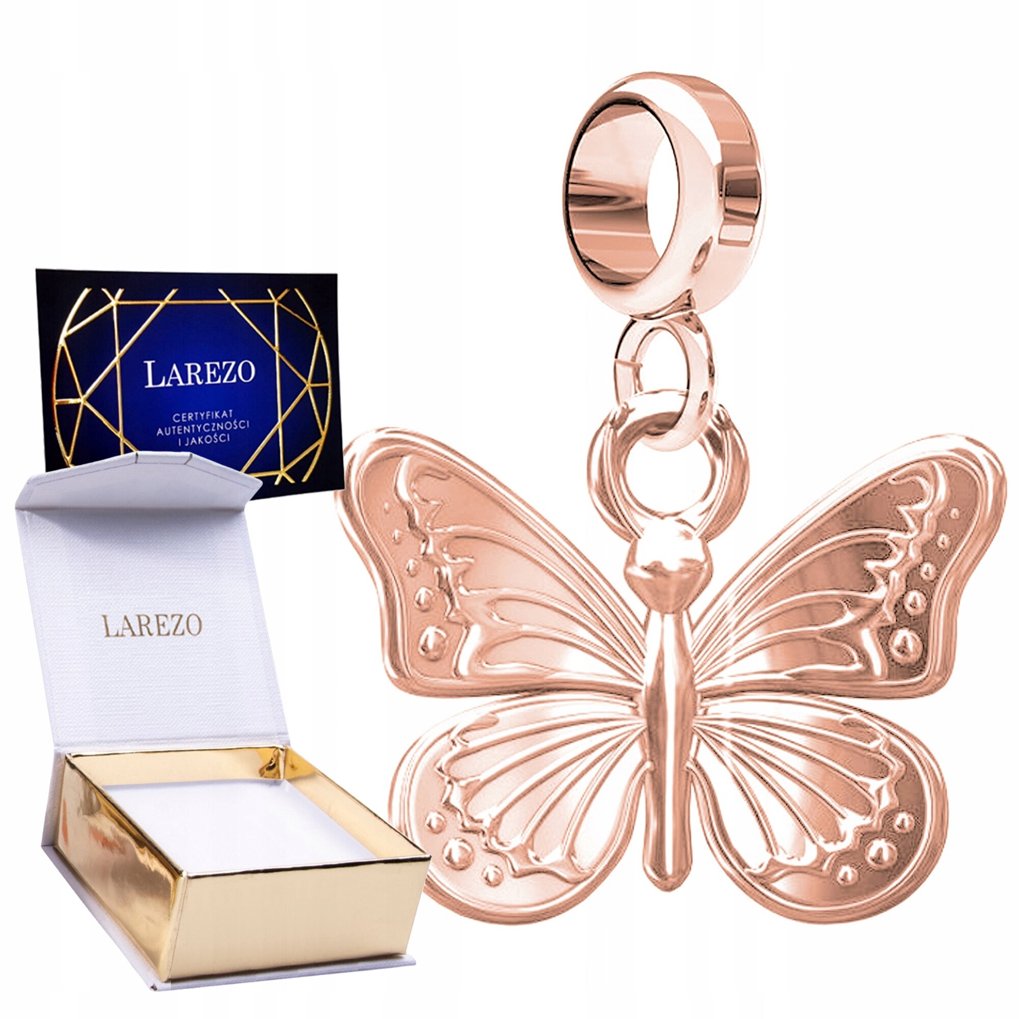 Pandantiv Charms, Larezo, fluture, aur roz, argint 925, 2.1 cm - eMAG.ro