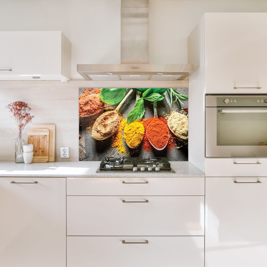 Panou Sticla Bucatarie, Condiments On Old Table, 60x80cm - eMAG.ro