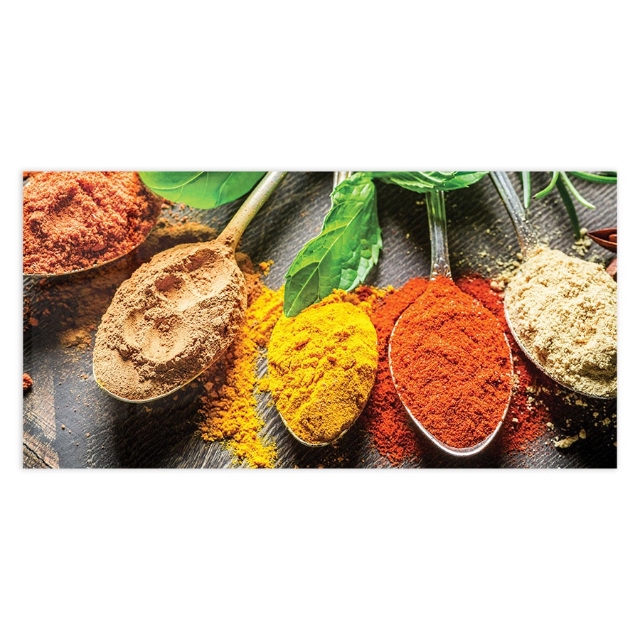 Panou Sticla Bucatarie, Condiments On Old Table, 60x120cm Arthub ...