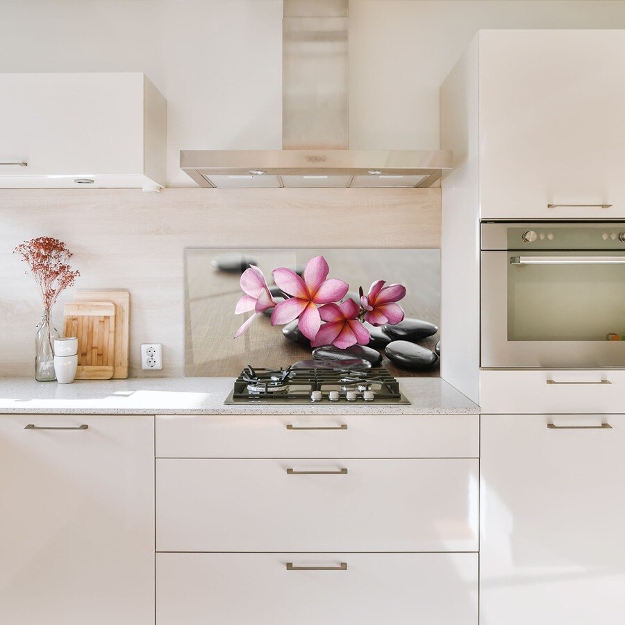 Panou Sticla Bucatarie, Branch Frangipani Zen Stones, 60x120cm - eMAG.ro