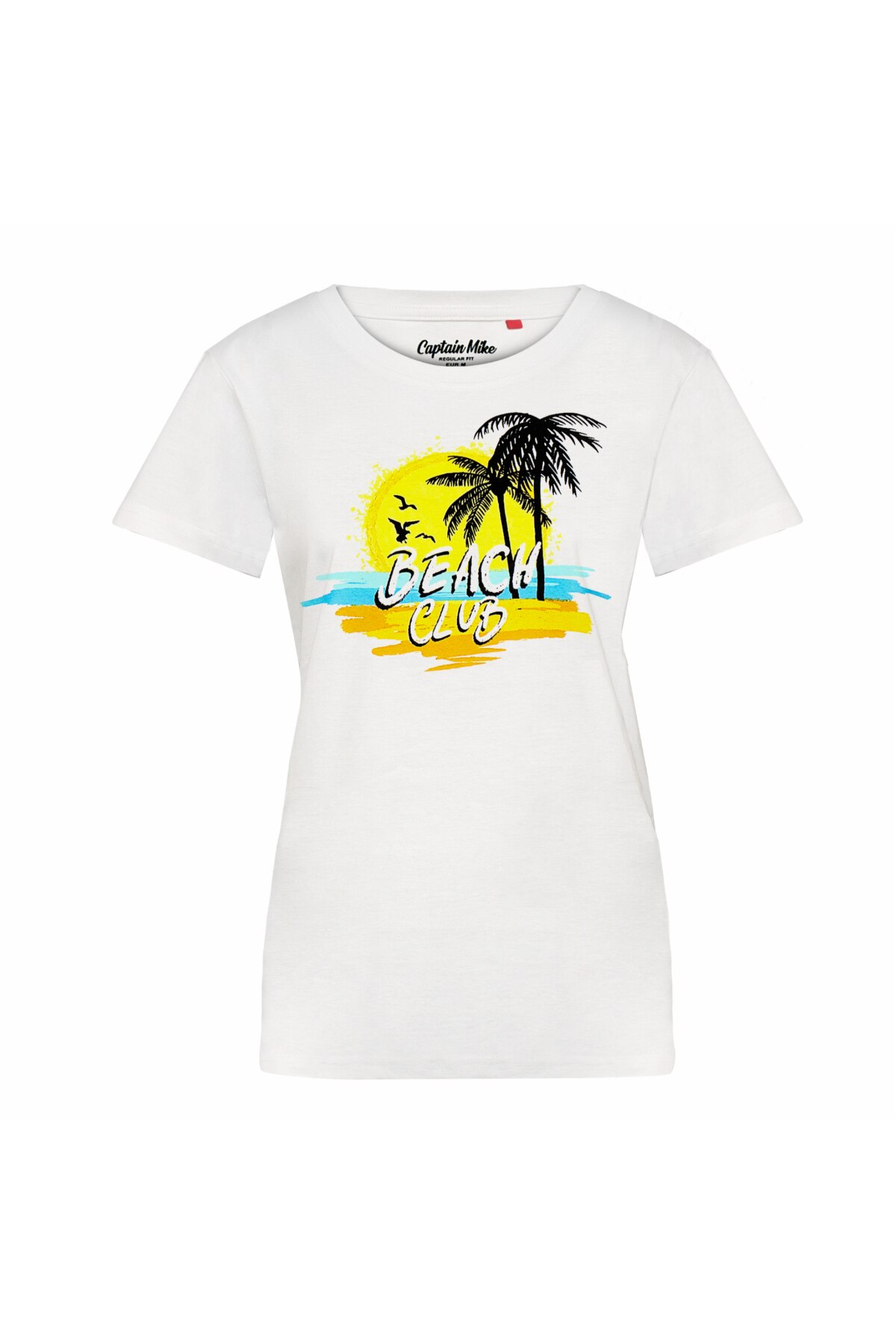 Tricou dama, Captain Mike, Bumbac/Elastan, Alb, XL - eMAG.ro