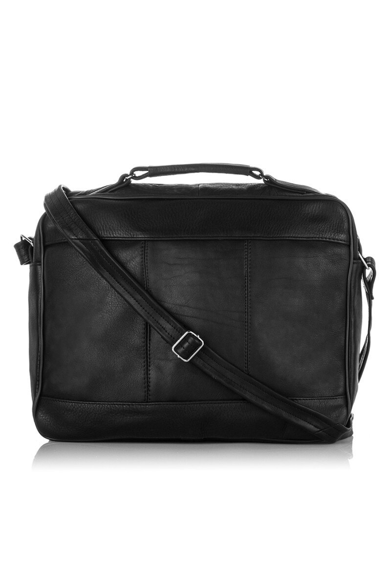 Set geanta si borseta barbati, Paolo Peruzzi, Piele naturala, Negru ...