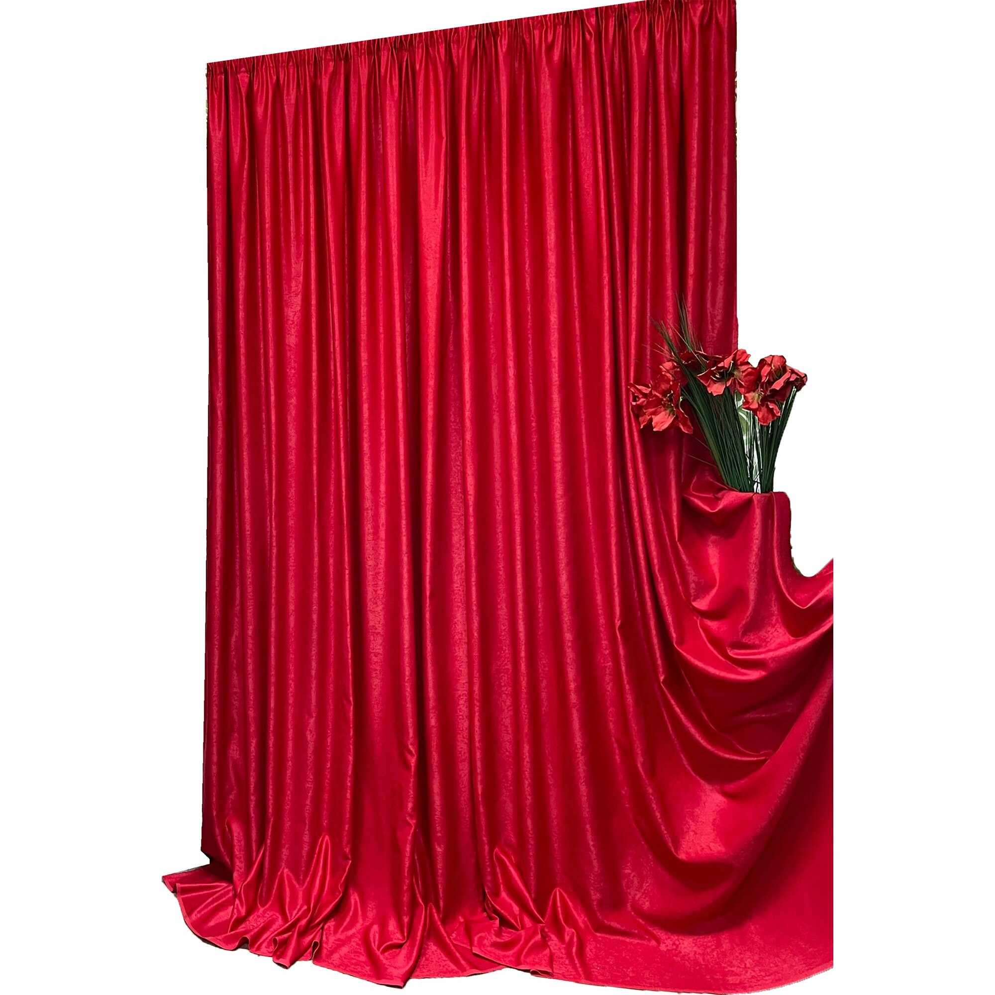 Set draperii semiopace uni, culoare rosu, din colectia "UniK by Liz ...