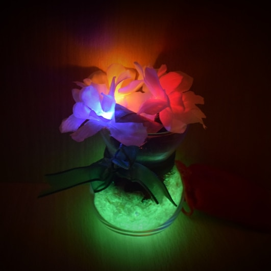 Decoratiune Craciun cu flori si luminite 10/15cm - eMAG.ro