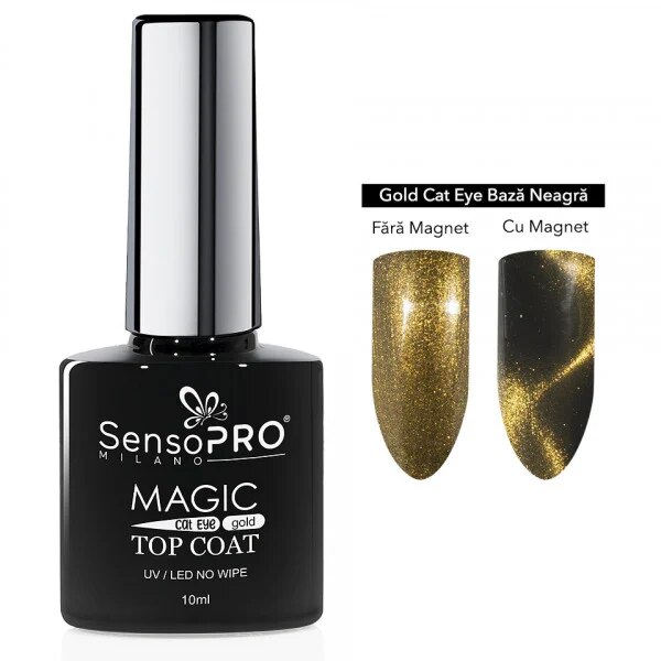 Top Coat Cat Eye SensoPRO Milano 10ml, Gold - eMAG.ro