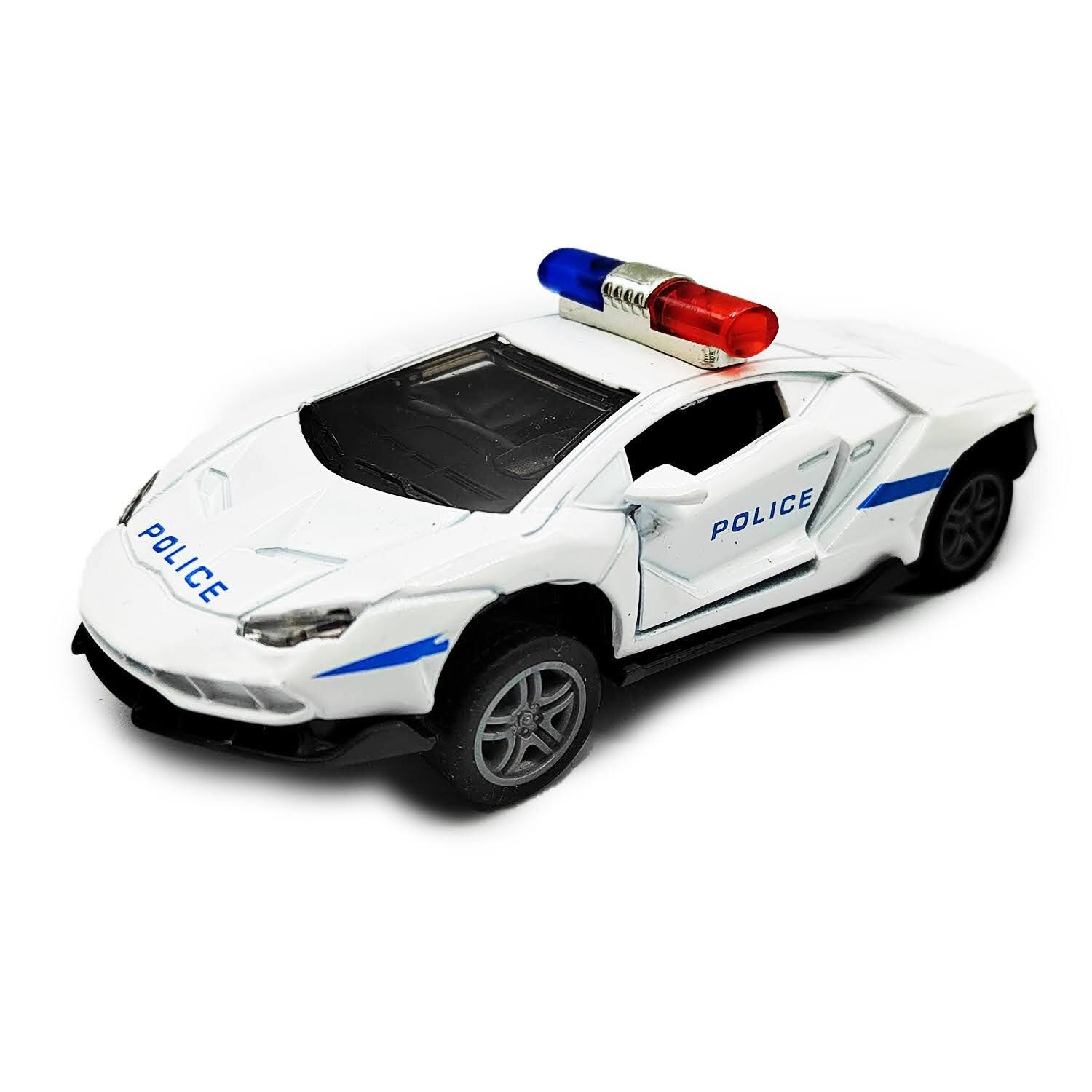 Macheta de metal, Masina de Politie Speed Racing, 1:32, Alb,12cm, Sonor ...