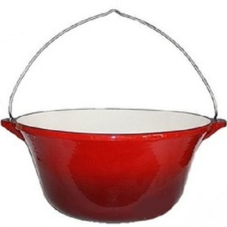 Set ceaun fonta emailat 10,8litri cu soba 31cm, lingura de lemn 50cm si ...