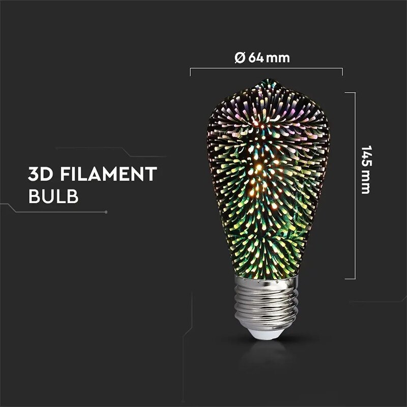 Bec LED 3W, E27, cu filament 3000K, 3D, ST64 - eMAG.ro