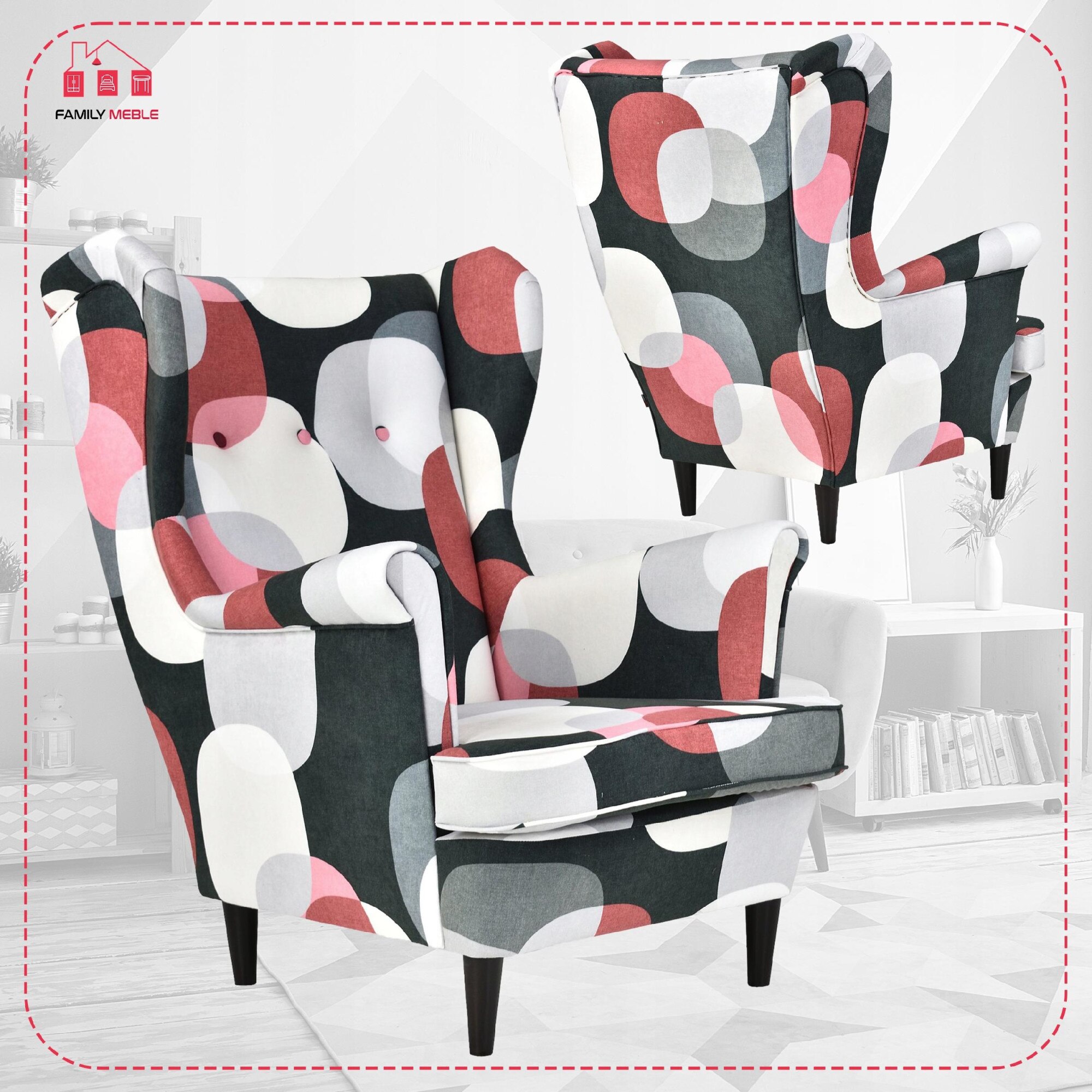 Fotel Family Meble Fix Ari Print Foam Skandináv Bővíthető Bársony Puff ...