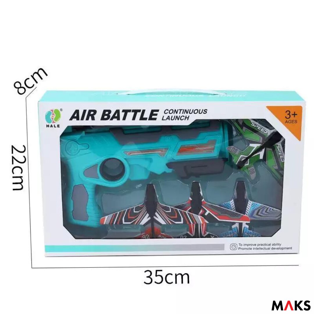 Pistol de jucarie cu lansator de avioane, MAKS, 4 avioane incluse ...