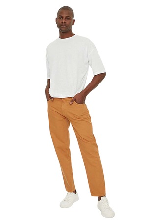 Jeans relaxed fit, culoare maro, Trendyol, 29 - eMAG.ro