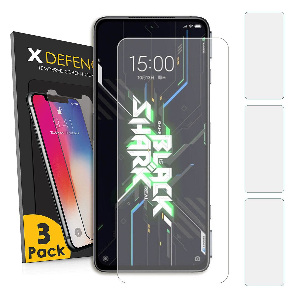 Set 3 folii de protectie, xDefence, Sticla hibrida, Compatibil cu Xiaomi Black Shark 4s/4s Pro ...