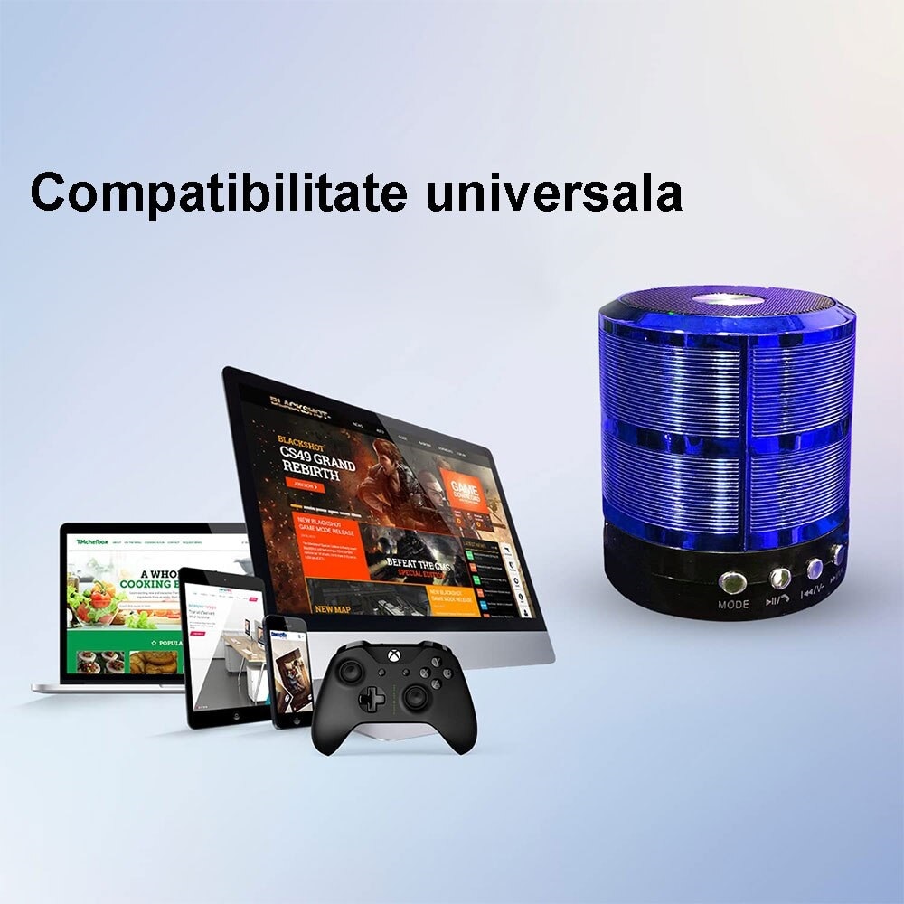 Boxa portabila ws 887 bluetooth, mini difuzor, super bass, Albastru ...