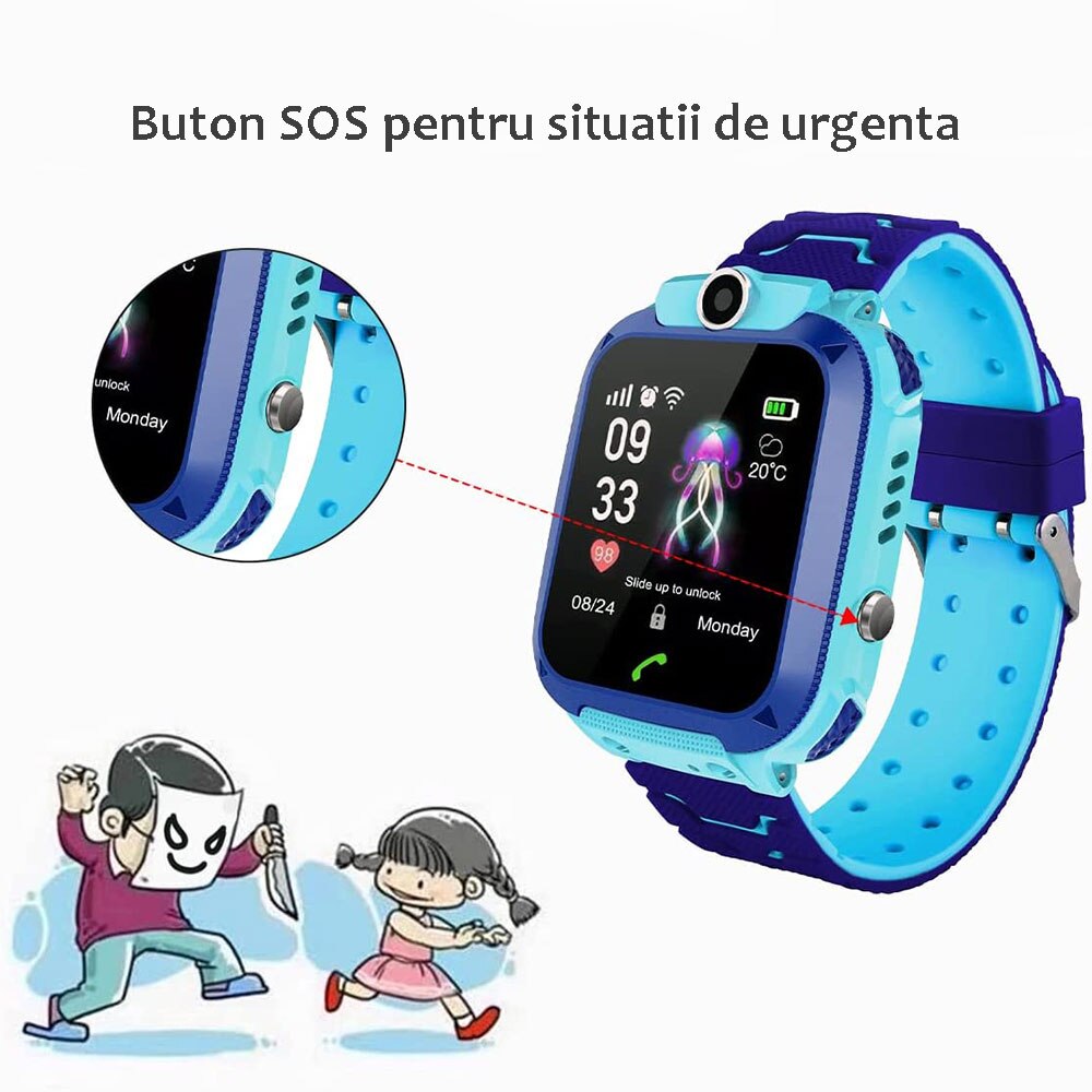 Ceas Inteligent EDAR pentru Copii, Display 1,44 inch, Mesaje si Apeluri ...