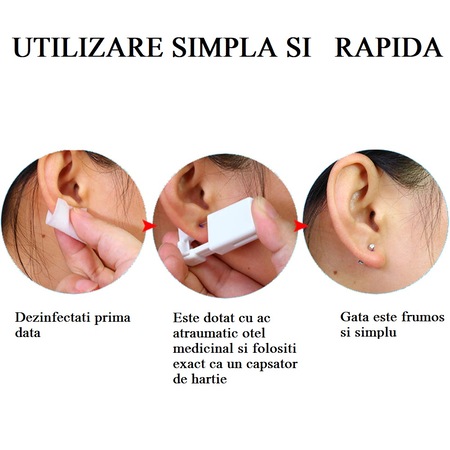 Dispozitiv pentru dat gauri in urechi si nazal cu cercel atraumatic ...