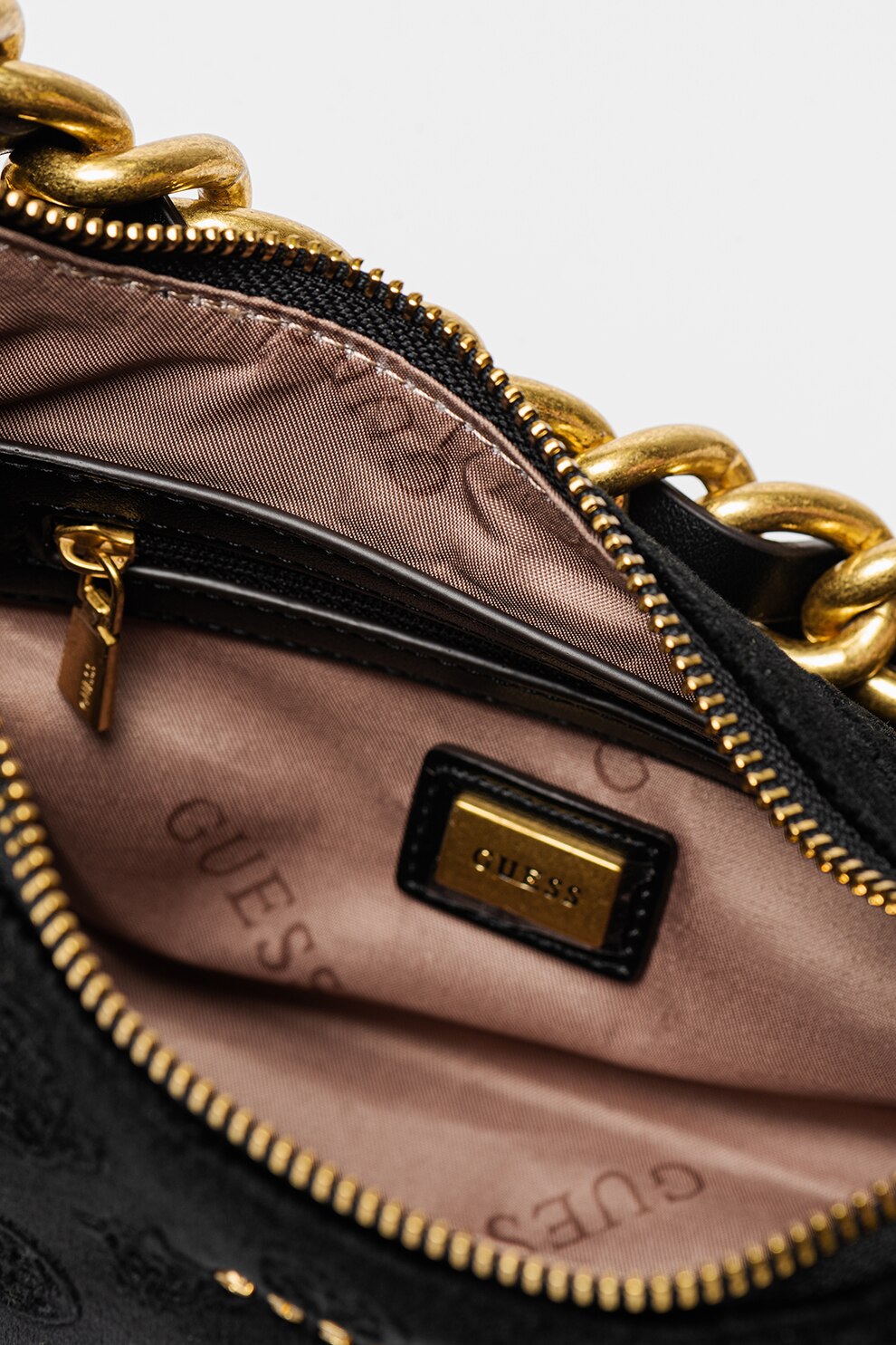 Guess, Geanta cu monograma si bareta de umar Kimi, Negru - eMAG.ro