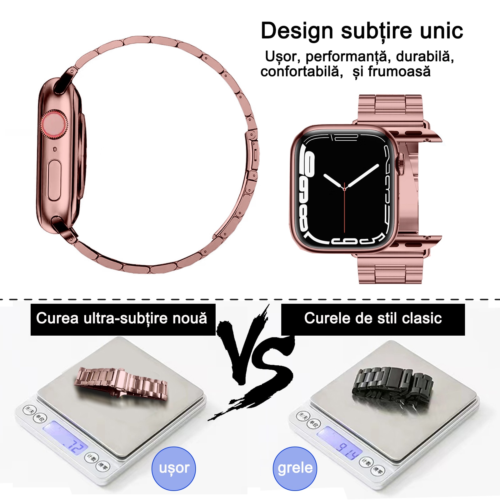 Curea Ceas Metalica, SAFEMORE, pentru toate Apple Watch Seria 1/2/3/4/5 ...