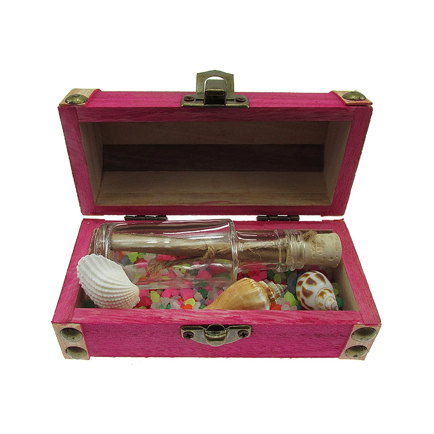 Cufar de lemn ComoaraMea cu mesaj personalizat in sticla, S, Roz - eMAG.ro