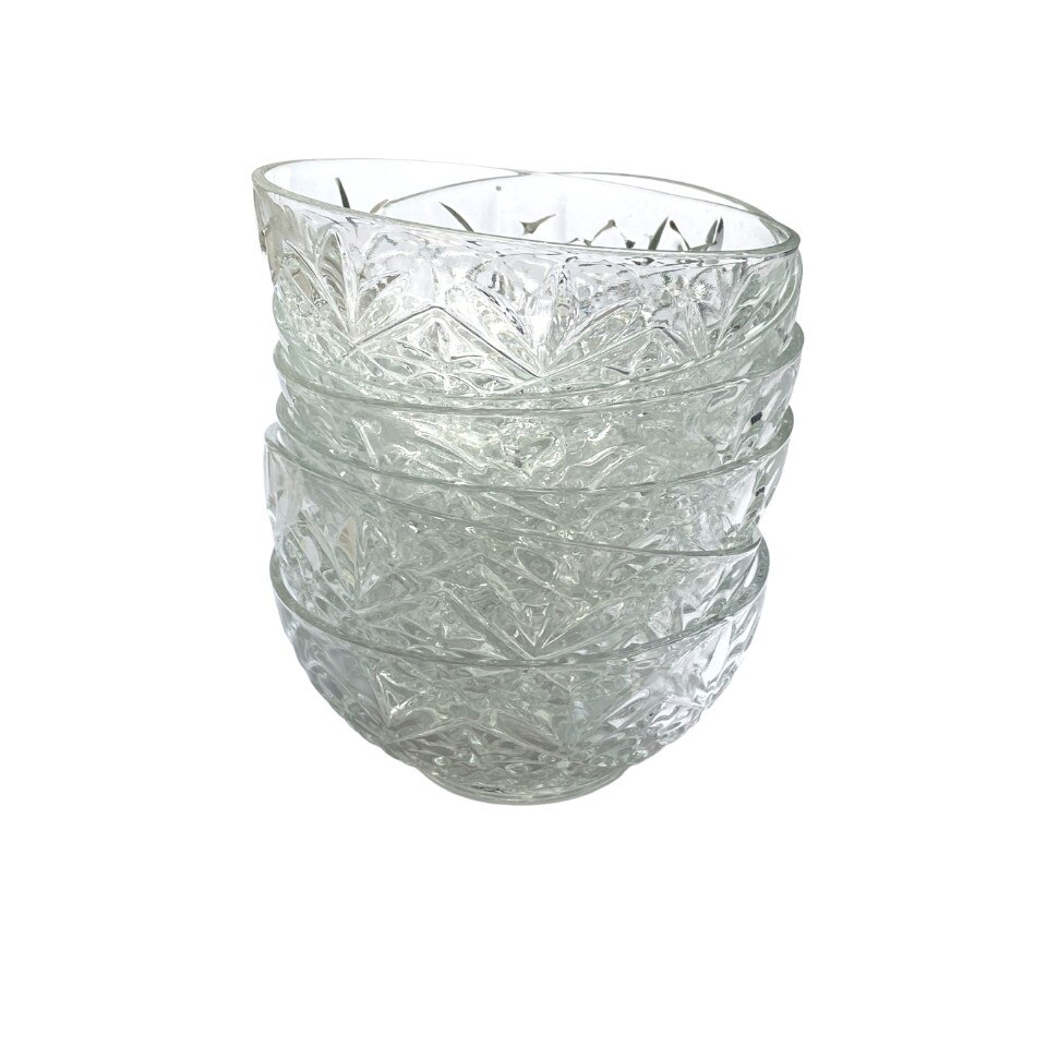 Set 6 boluri din sticla pentru desert, mese festive, cu model incrustat ...