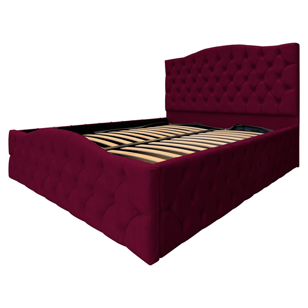 Pat dublu tapitat Paladium cu somiera rabatabila si spatiu de ...