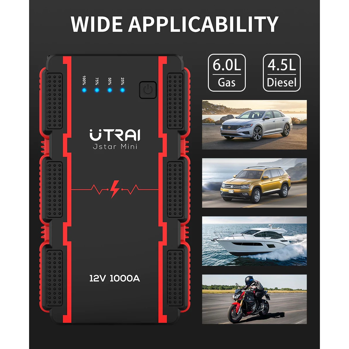 Starter auto multifunctional UTRAI JSTAR MINI, acumulator extern ...