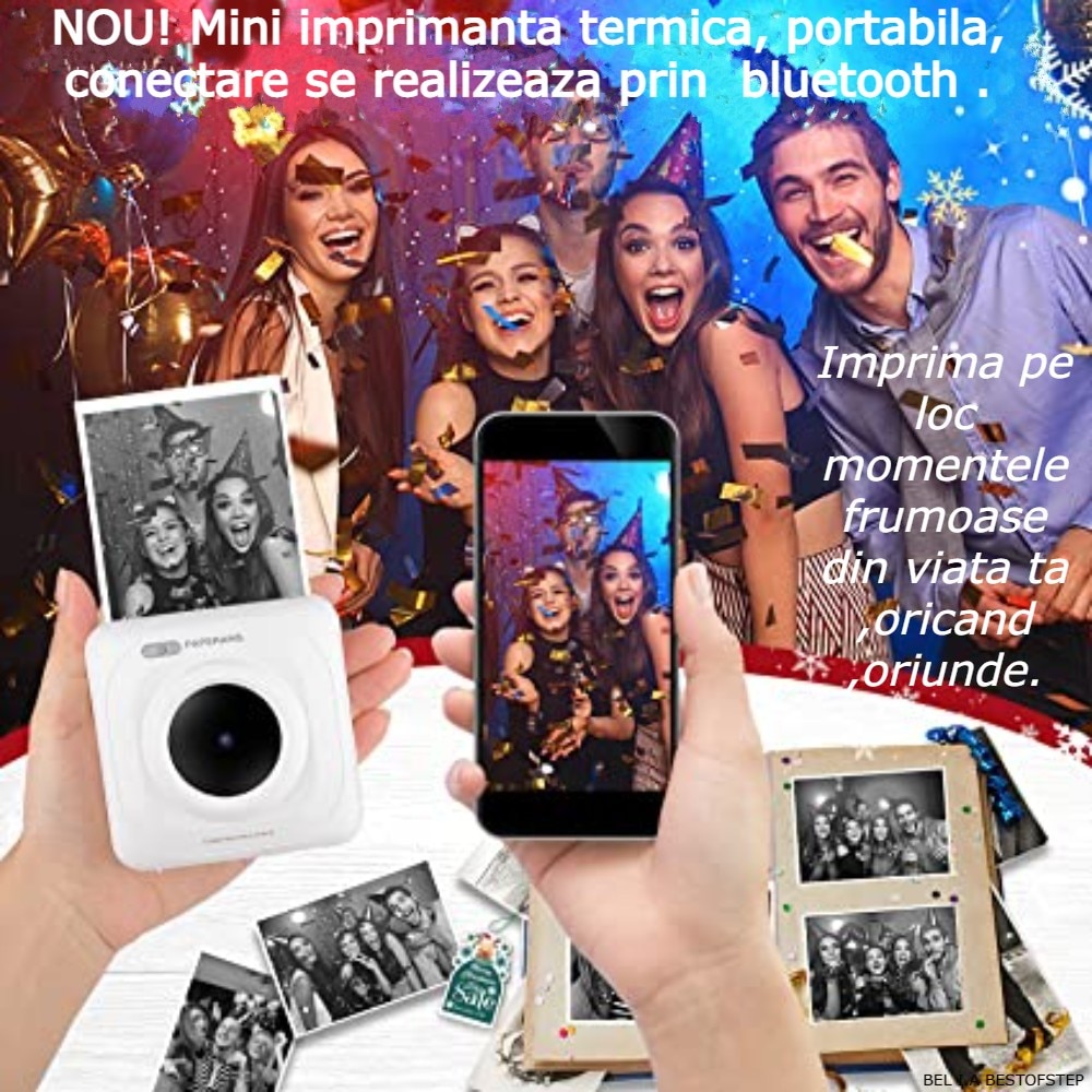 Mini imprimanta foto, imprimanta termica de buzunar compatibila cu iOS ...