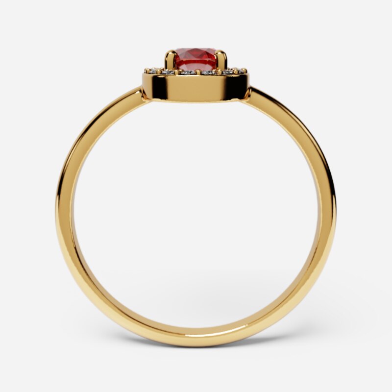 Inel Classic Rubin si diamante, Rosental Jewerly, din aur de 14k ...