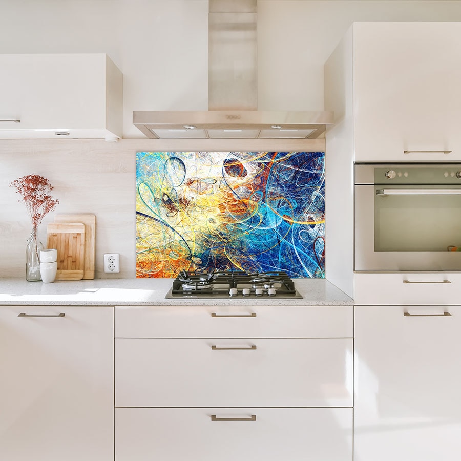 Panou Sticla Bucatarie, Abstract Bright Colors, 70x100cm - eMAG.ro