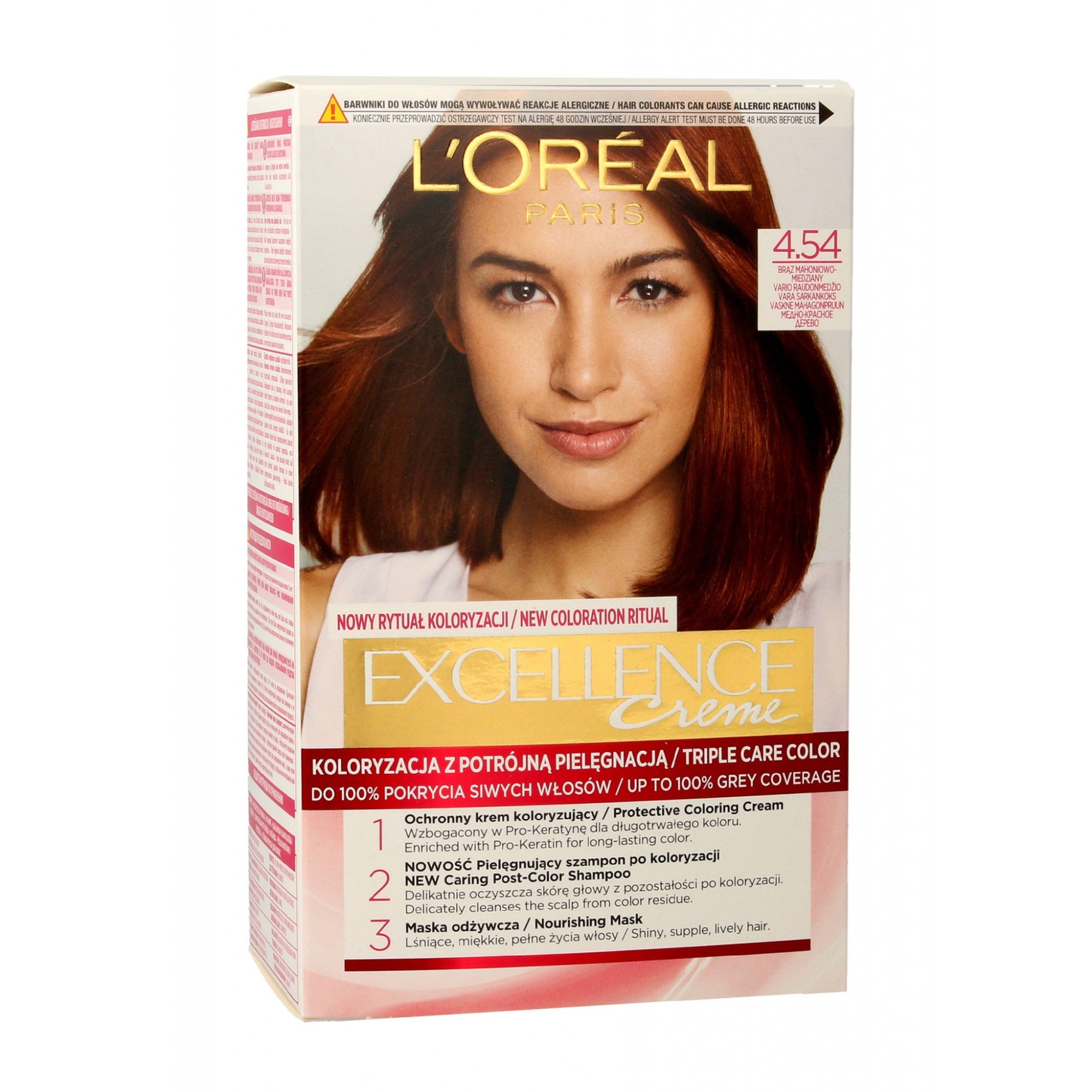 Crema colorata pentru par, L'Oreal Paris, Excellence Creme, 4.54, Mahon ...