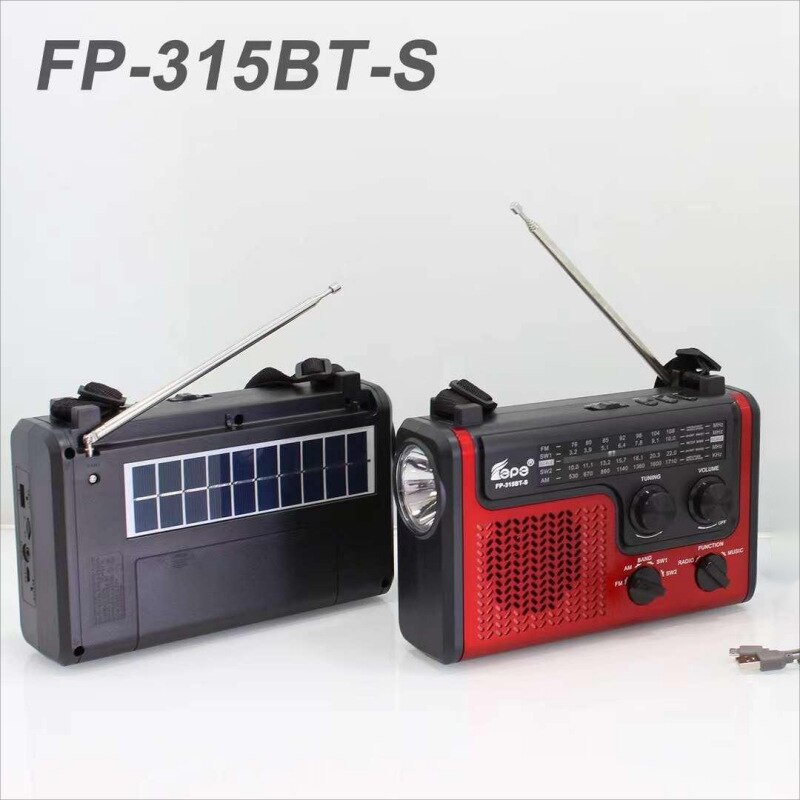 Radio portabil Solar cu Acumulator, Bluetooth, MP3 Player si Lanterna ...