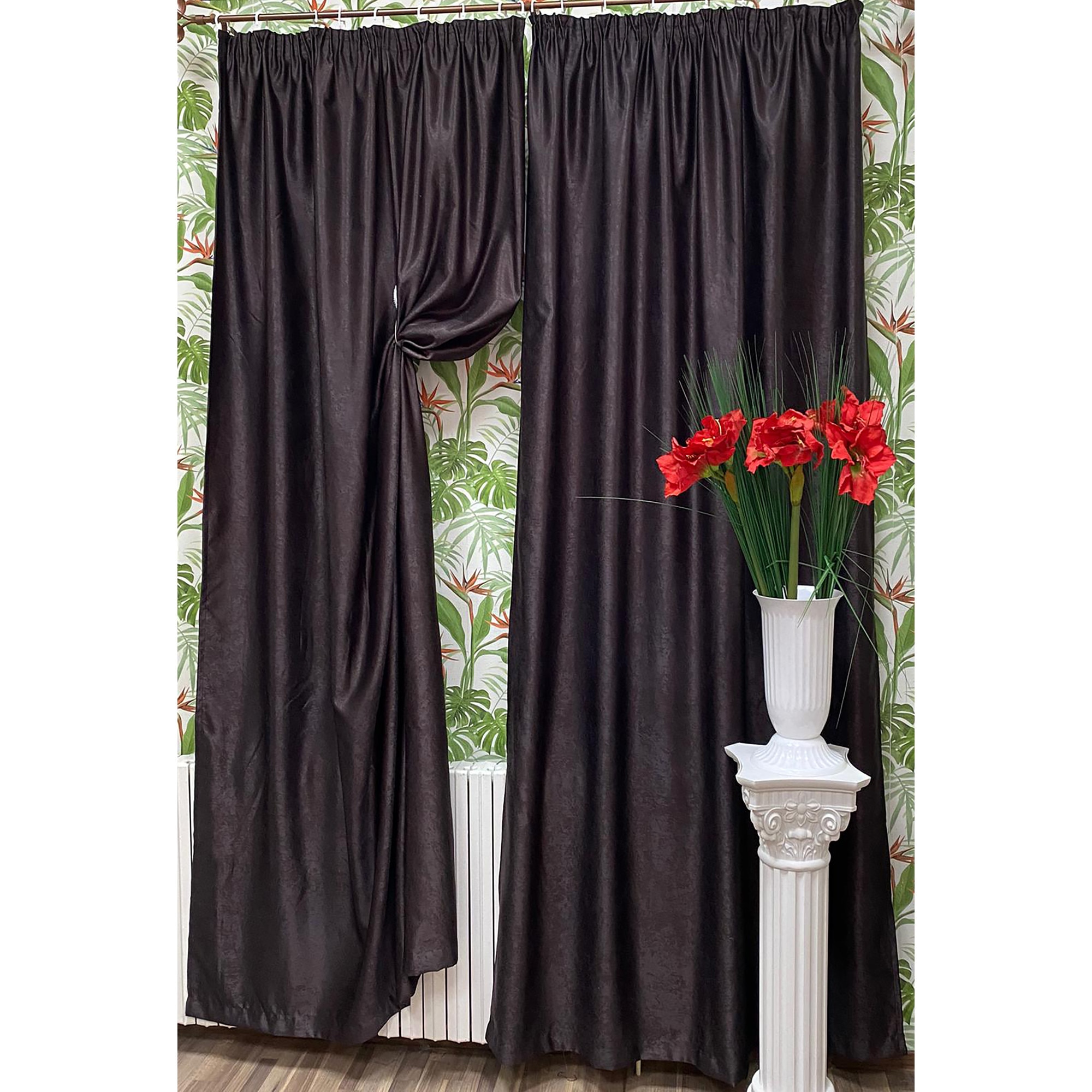 Set draperii semiopace uni, culoare wenge, din colectia UniK - Liz Line ...