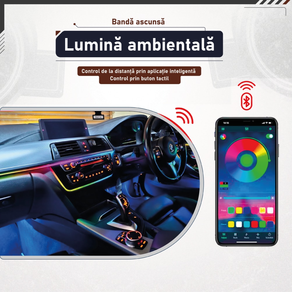 Lumini Ambientale LED interior RGB Acrilice 18 in 1 Dinamice cu efect ...