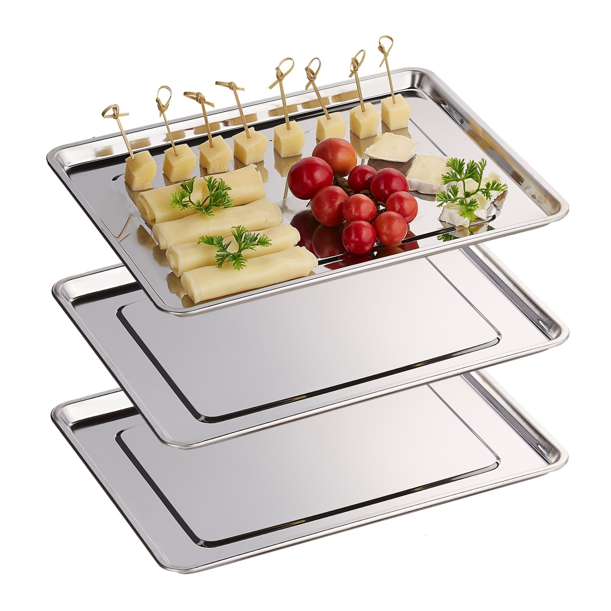 Set 3 tavi inox Relaxdays, argintiu, 1.5 x 33 x 26.5 cm - eMAG.ro