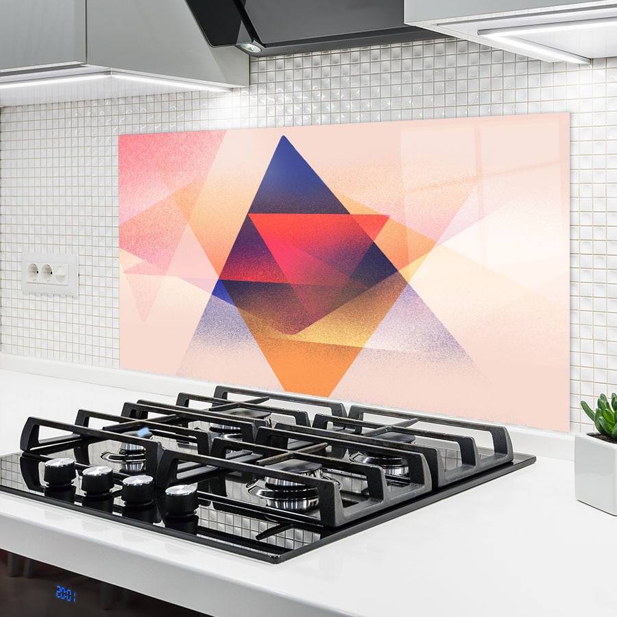 Panou Sticla Bucatarie, Abstract Triangles, 70x100cm - eMAG.ro