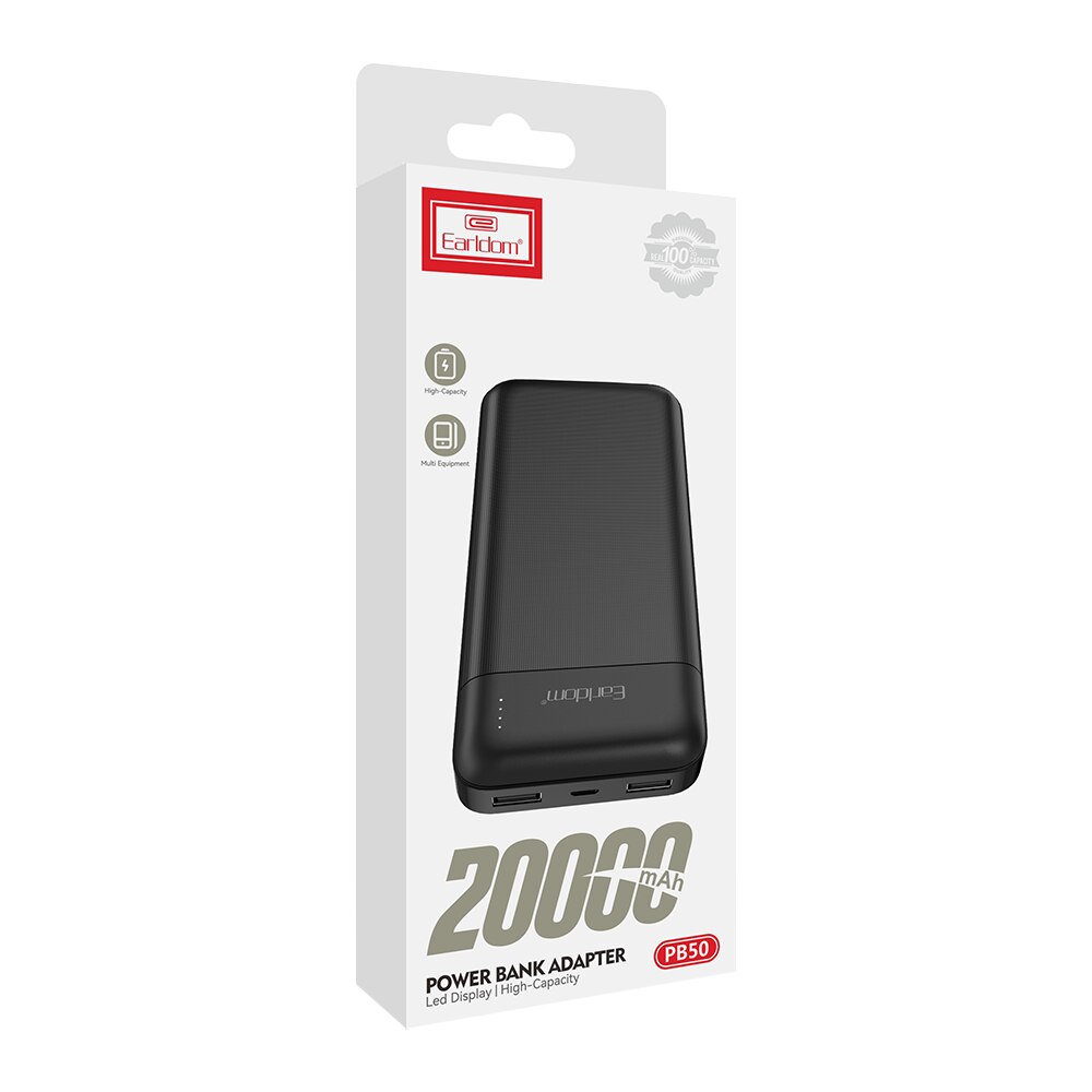 Преносима батерия Earldom ET-PB50. 20000mAh, Бял - eMAG.bg