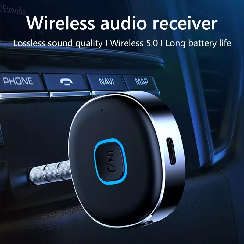 Адаптер за Bluetooth аудио приемник, Bluetooth 5.0, за кола, слушалки и ...