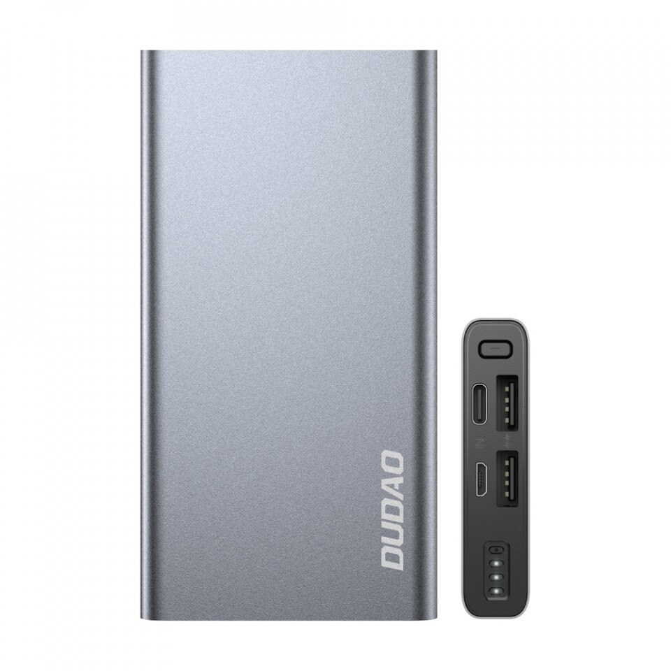 Power bank Dudao metalic cu indicator LED 10000mAh argintiu (K5Pro ...