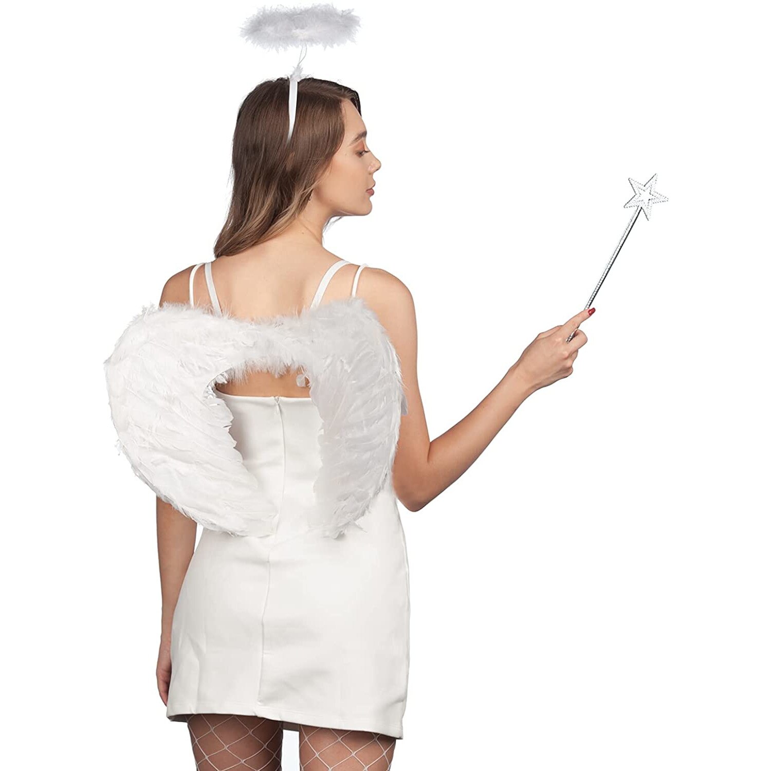 Set aripi si aura ingeras, 2 piese, alb, marime universala - eMAG.ro