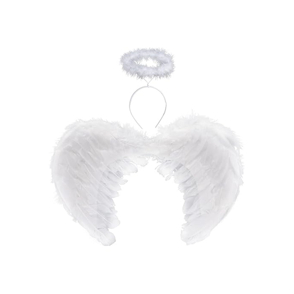 Set aripi si aura ingeras, 2 piese, alb, marime universala - eMAG.ro