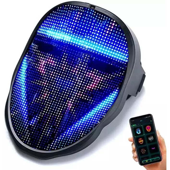 Masca led inteligenta tip ecran cu proiectie cu acumulator ...
