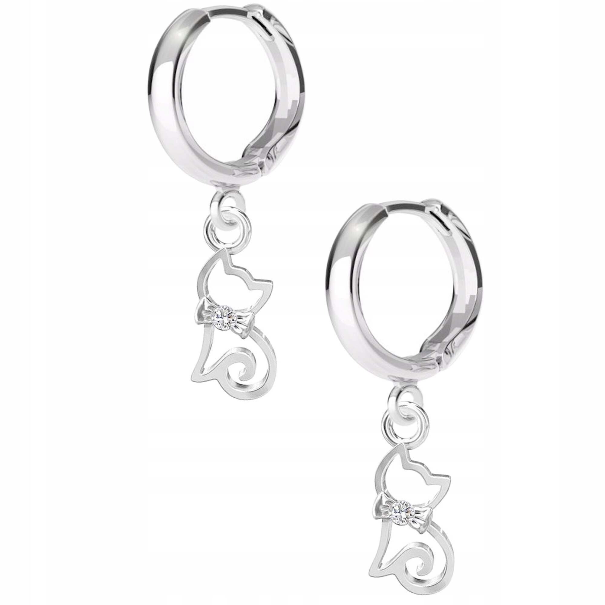 Cercei, Larezo, pisica cu arc, zirconiu, argint 925, 1.7x1.3 cm - eMAG.ro